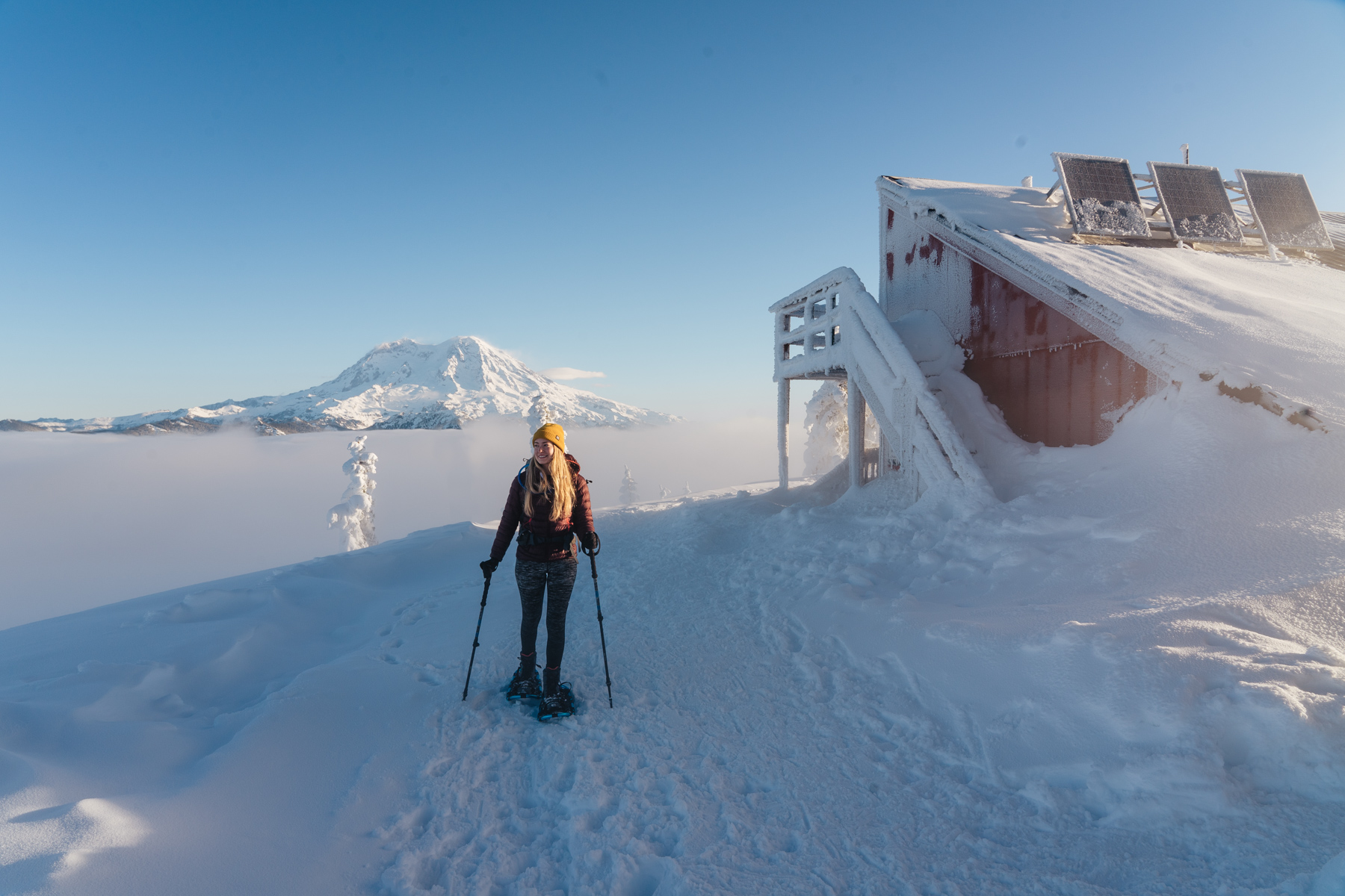 Hike to High Hut Backcountry Cabin at Mount Rainier - Miss Rover